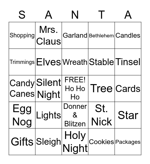 Christmas Bingo Card