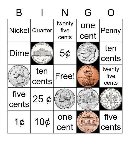Money Bingo Card