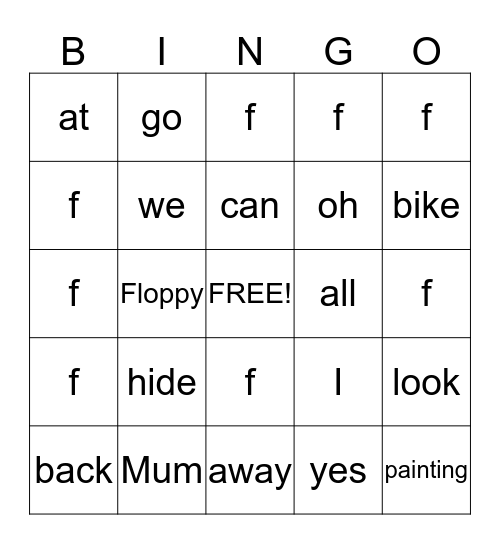 1st SENTENCES ( look at me,go away Floppy,hide and seek Bingo Card
