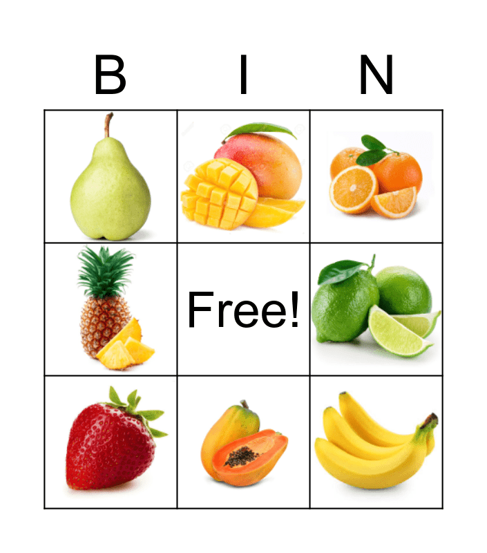 Teacher Ana - FRUITS Bingo Card
