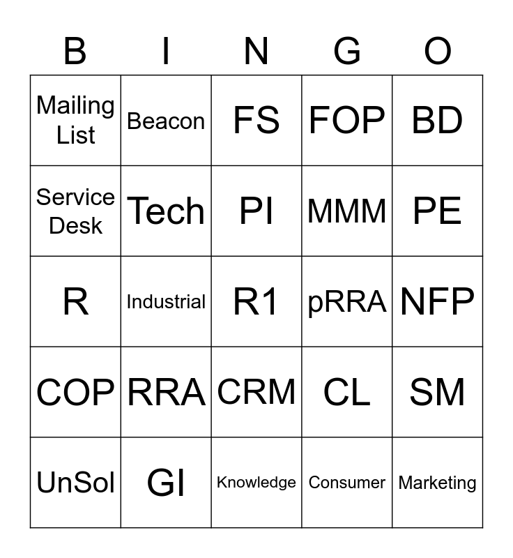 RRA Bing Bingo Card