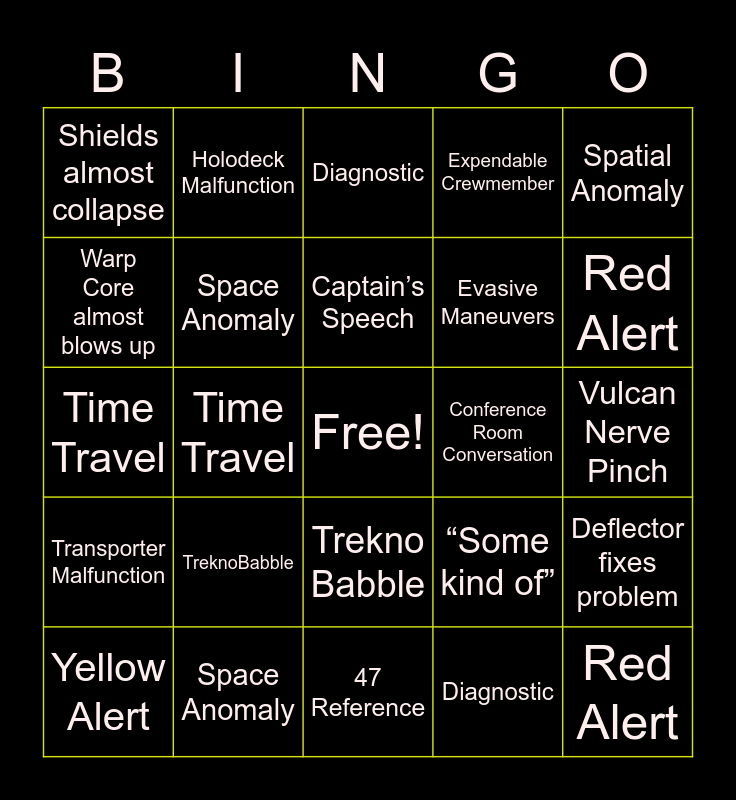 Star Trek Bingo Card
