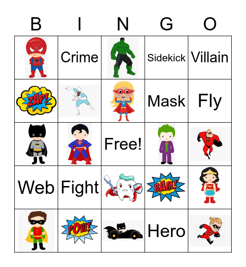 Superhero! Bingo Card