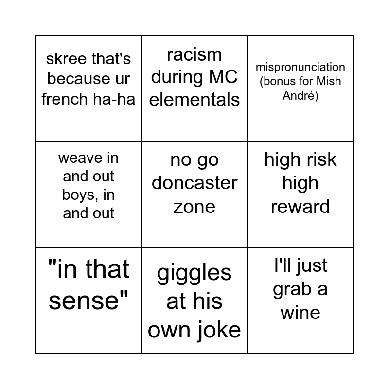 Meat Bingo Card