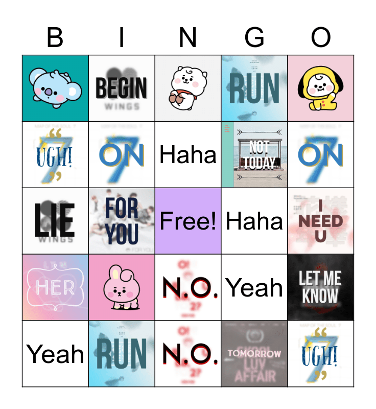 BTS Bingo Card