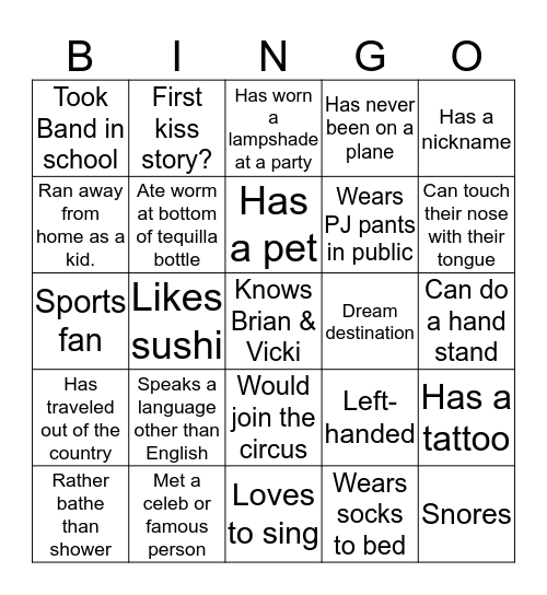 10th Semi-Annual Friends & Family Open House Bingo Card