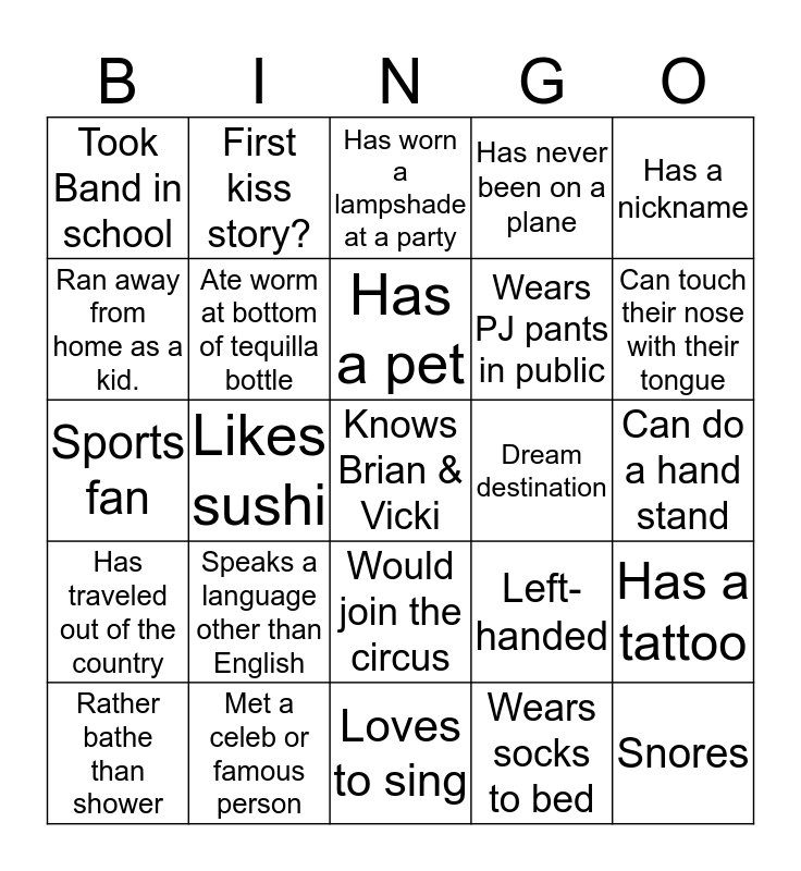 10th Semi-Annual Friends & Family Open House Bingo Card