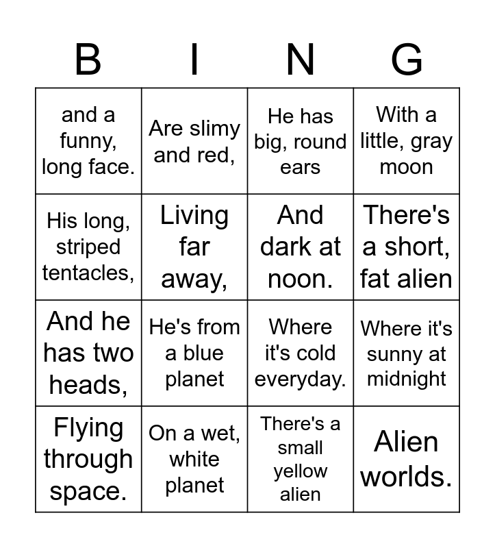 Alien Worlds Bingo Card
