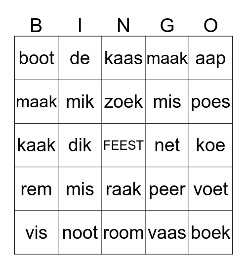 woord bingo Card