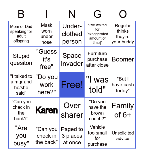 Retail BINGO Card