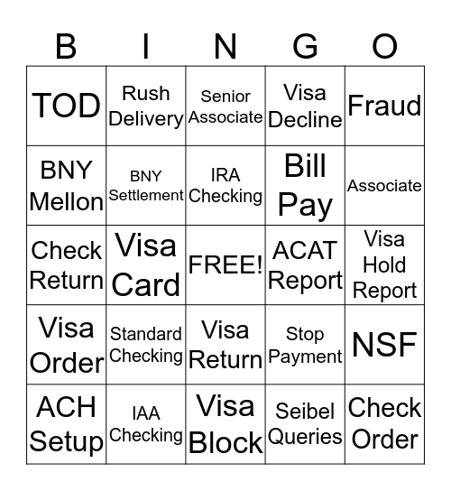 Client Account Services Bingo Card