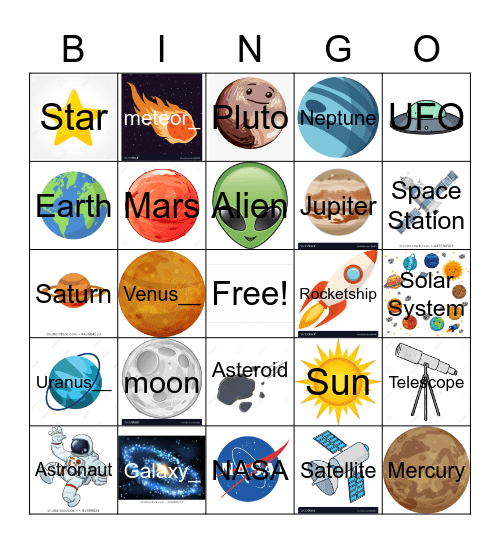 Outer Space Bingo Card
