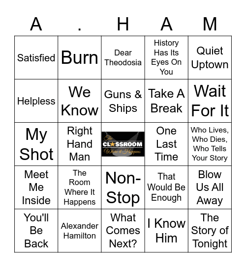 Hamilton Bingo Card