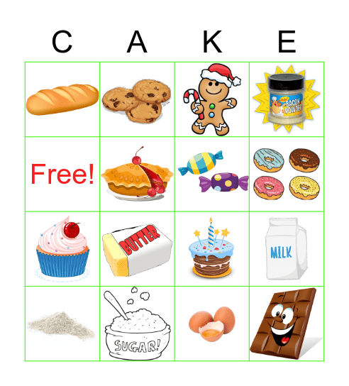 CAKE BINGO GAME Bingo Card