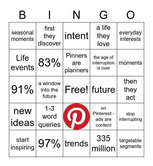 Pinterest Bingo Card