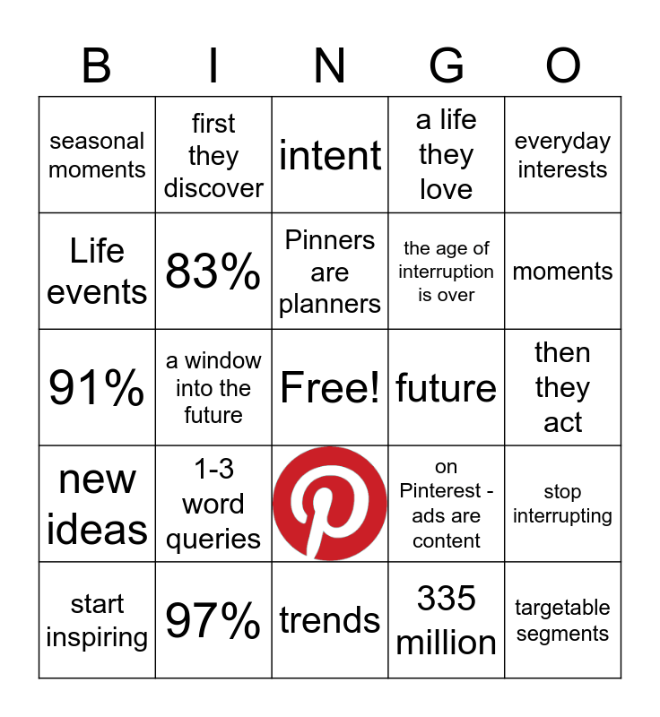 Pinterest Bingo Card