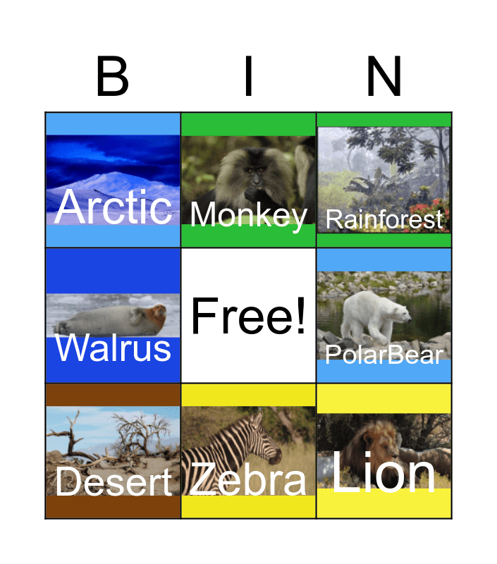 Animal Habitats Bingo Card