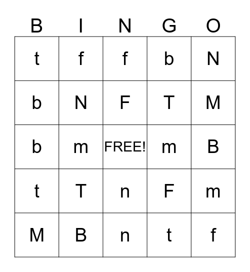 Fundations Bingo Card