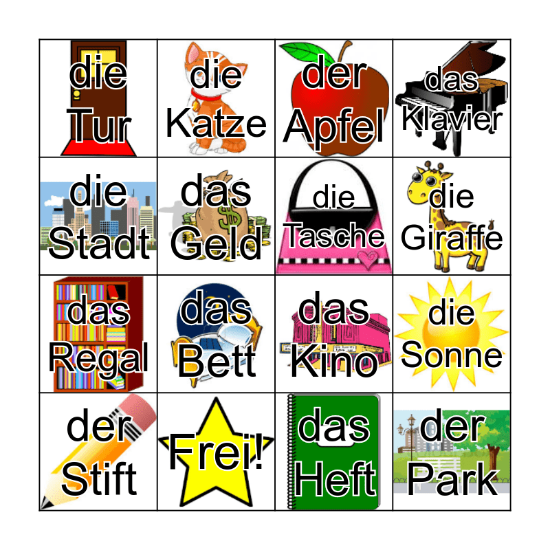 Deutsch German, LOTTOSPIEL Bingo Card