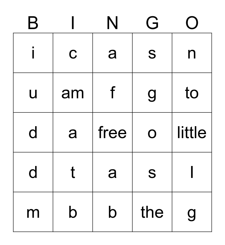 K Fundations Unit 1 Week 6 and RS Unit 1 Words Bingo Card
