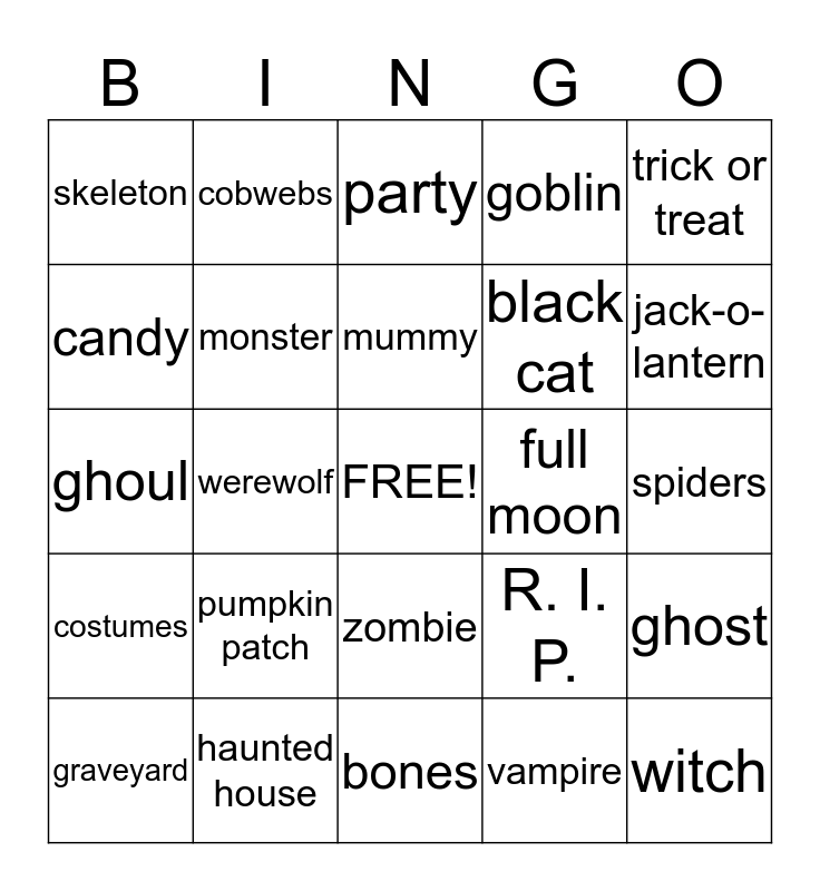 Halloween Bingo Card