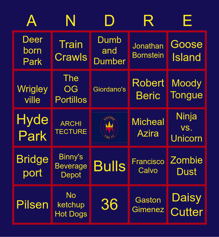 ⚽️Chicago Fire Game ⚽️ Bingo Card