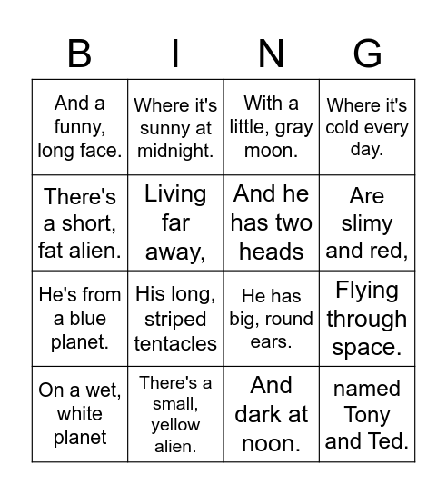 Alien Worlds Bingo Card