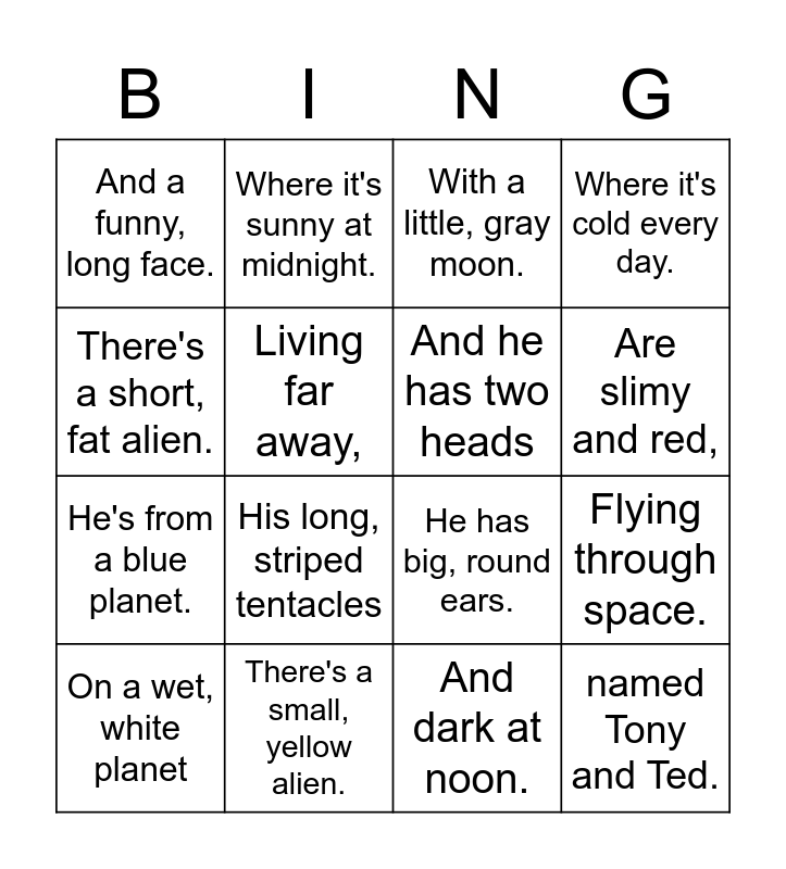 Alien Worlds Bingo Card