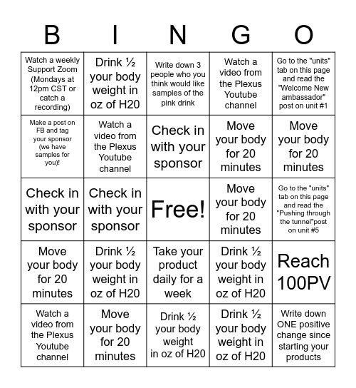 Action August Bingo! Bingo Card