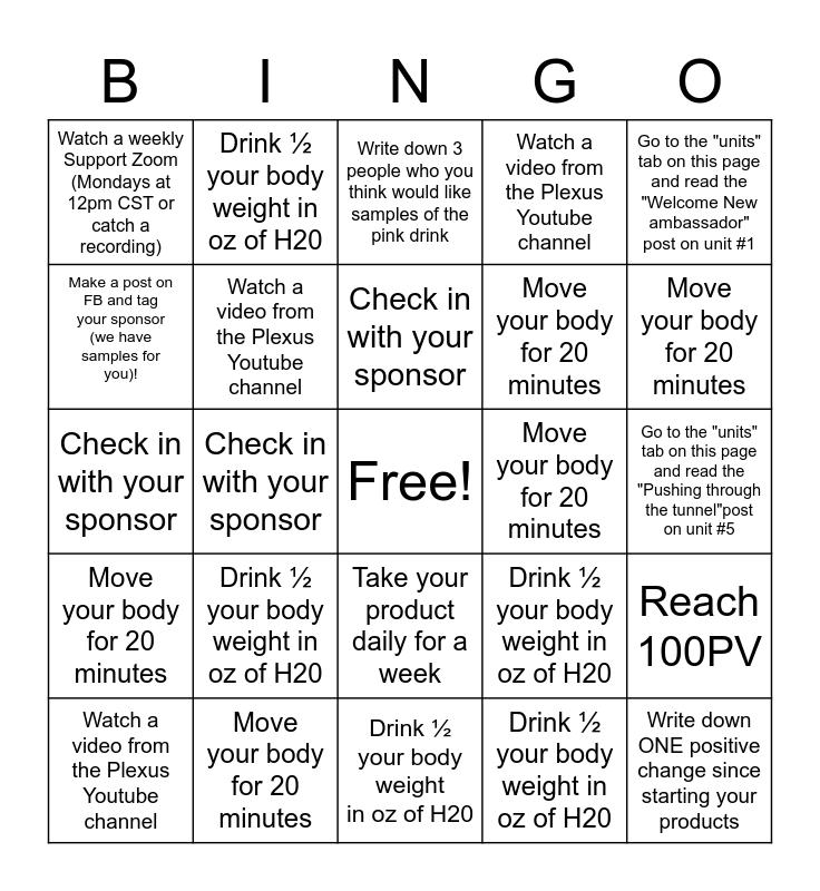 Action August Bingo! Bingo Card