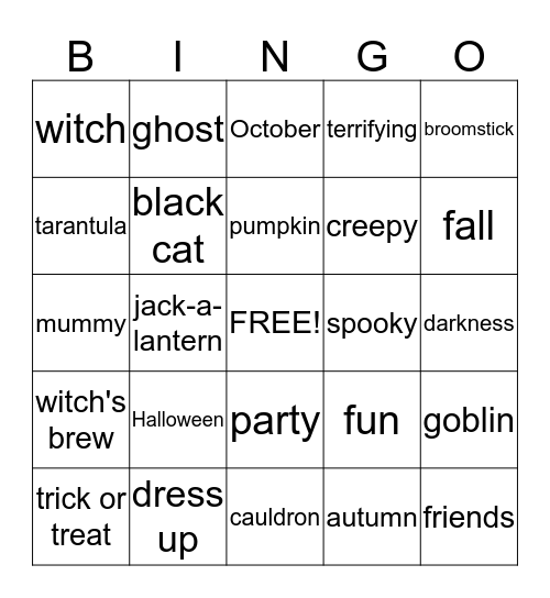 Halloween Bingo Card