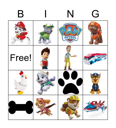 Paw Patrol Bingo Card
