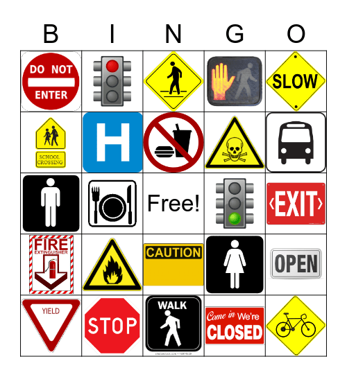 Safety Sign Bingo Card