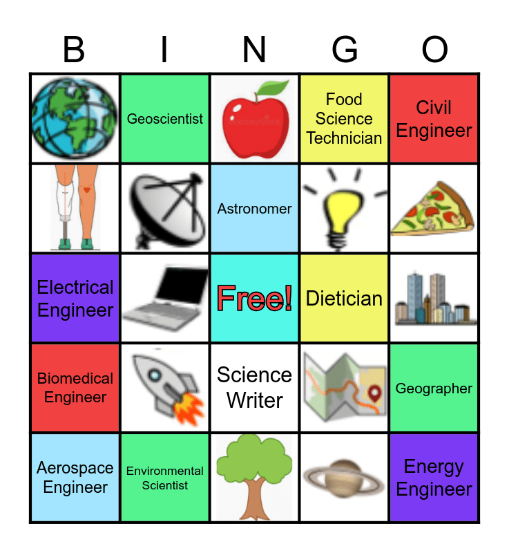 Science & Engineering Careers Bingo Card