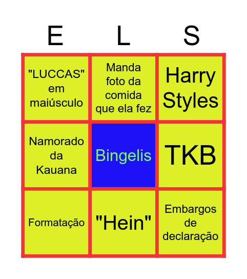 Bingelis Bingo Card