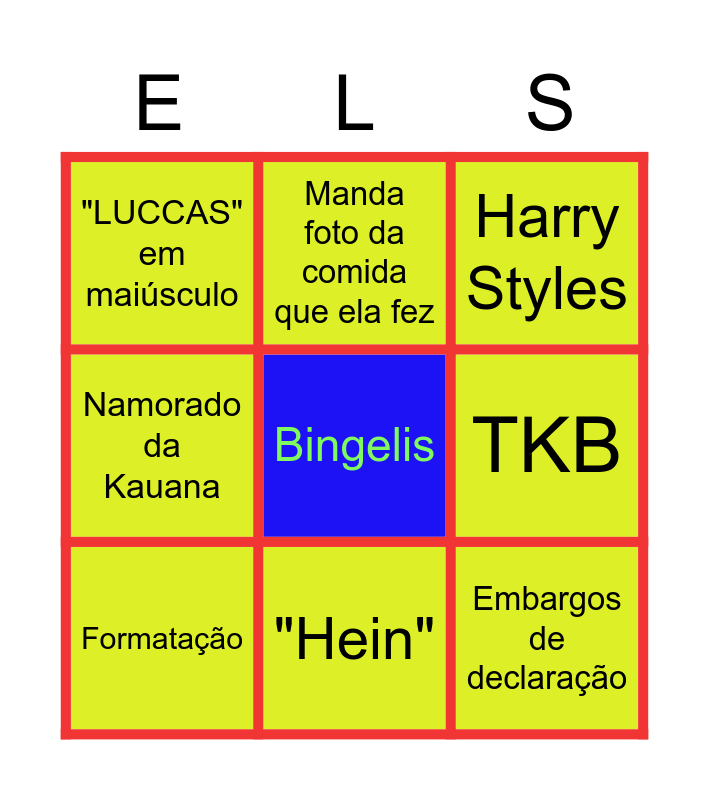 Bingelis Bingo Card