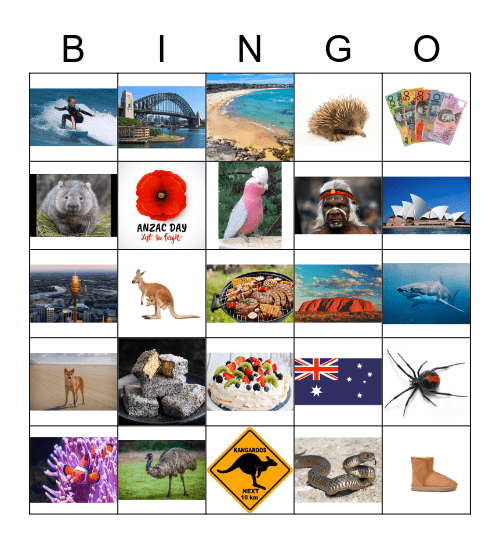 Australia Bingo Card