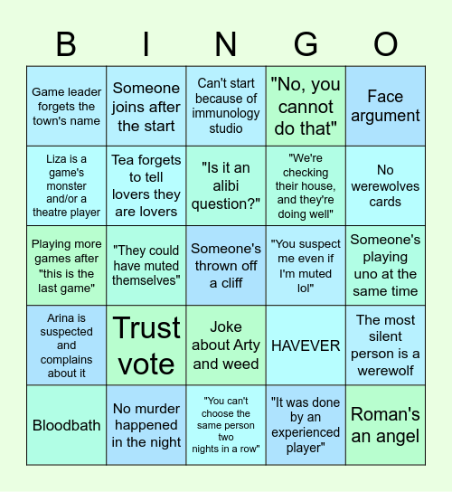 Werewolves cult Bingo Card