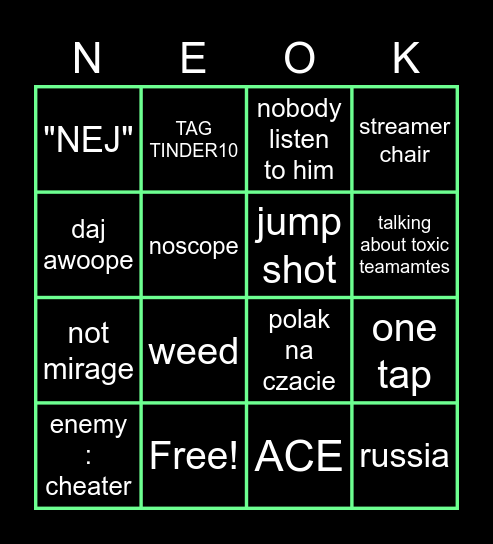 neokCS BINGO Card