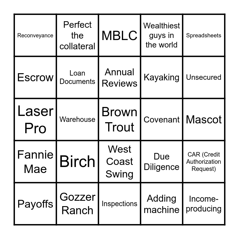 MBL Bingo Card