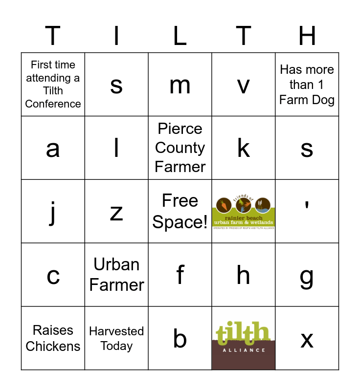 Tilth Conference - Farmer Bingo! Bingo Card