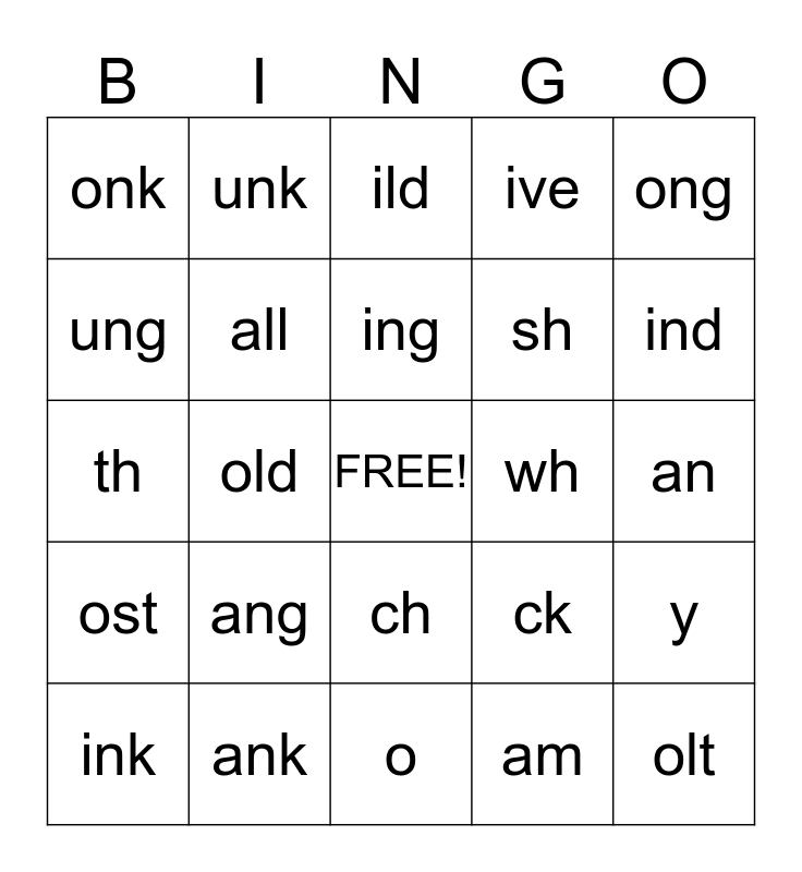 Fundations 2: Unit 7 Bingo Card