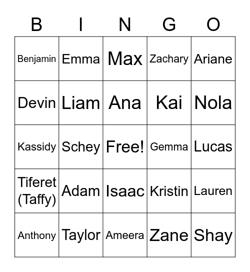 Period 5 Bingo Card