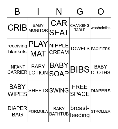 BABY BINGO Card