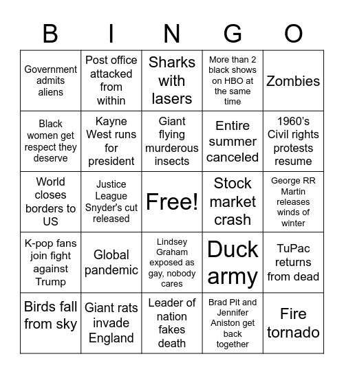 2020 Apocalypse BINGO!!! Bingo Card