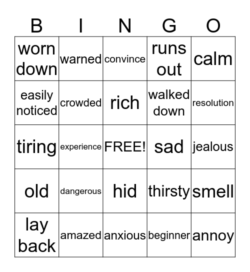 Context Clues Bingo Card