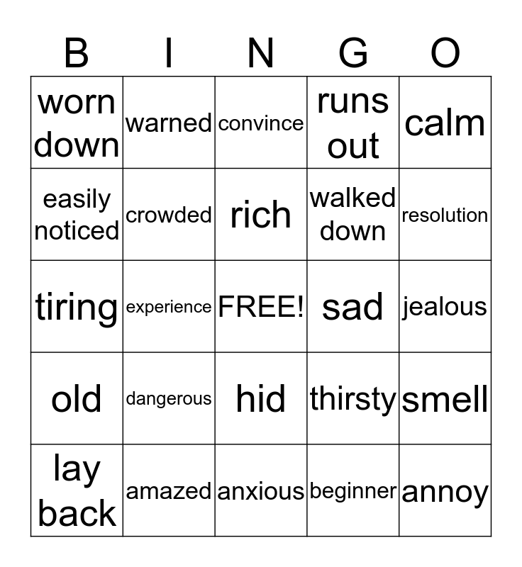 Context Clues Bingo Card
