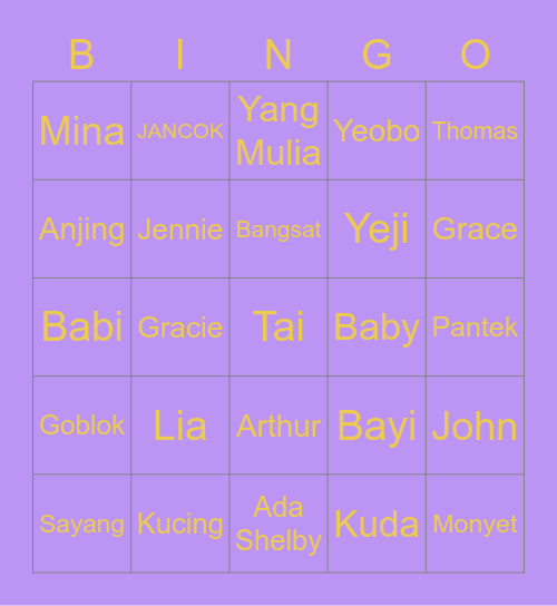 lulu's bingo Card