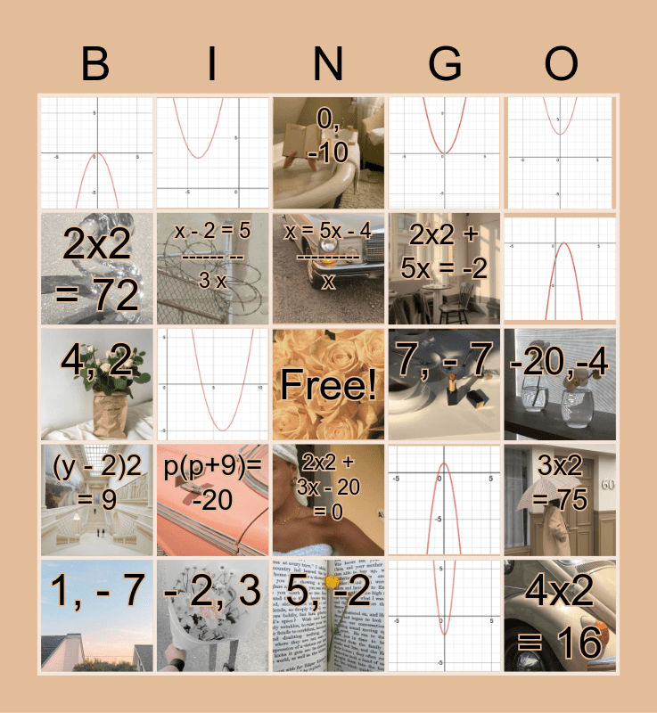 QUADRATIC BINGO Card