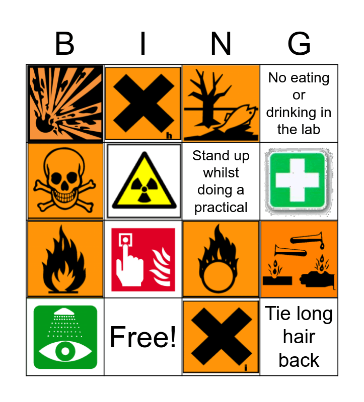 Miss Webb's Science Safety Bingo Card